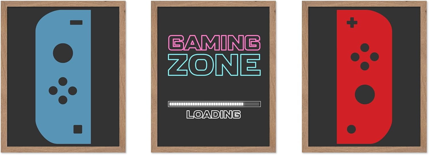 Hieng 3Piece Video Game Print Controller Poster Geeky Art Gaming Zone ...