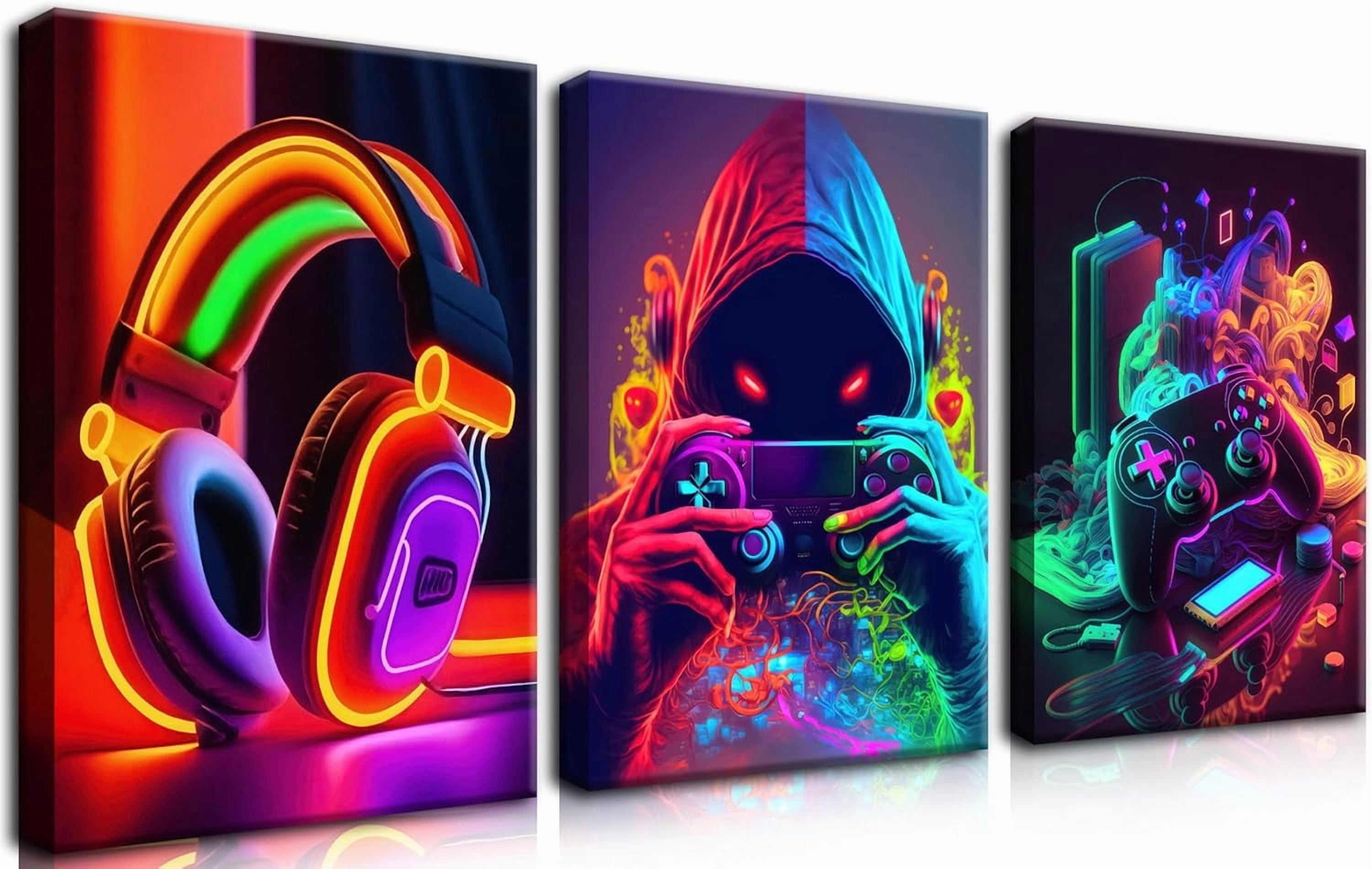 Hieng 3Piece Video Game Print Controller Poster Geeky Art Gaming Zone ...