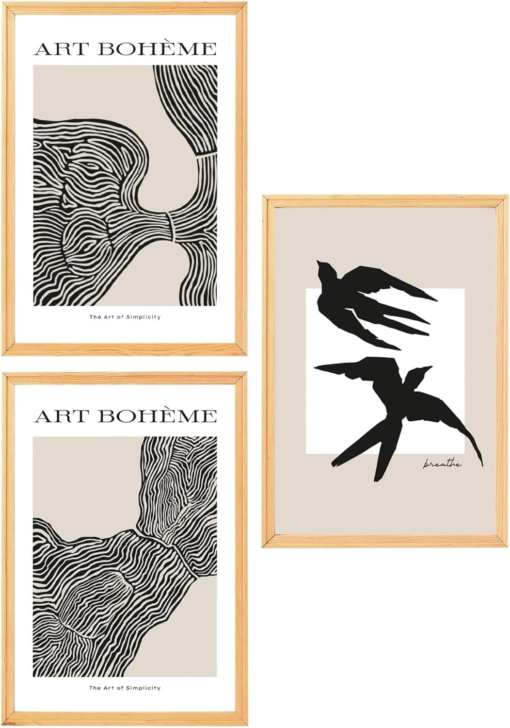 Hieng 3Piece Wall Art Set Scandinavian Bohemian Bird and Tree Pattern ...
