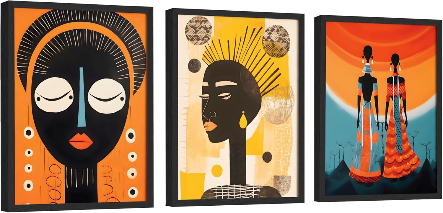 Hieng African American Wall Art Prints Afro Black Girl Art Wall Decor, African Folk Art ...
