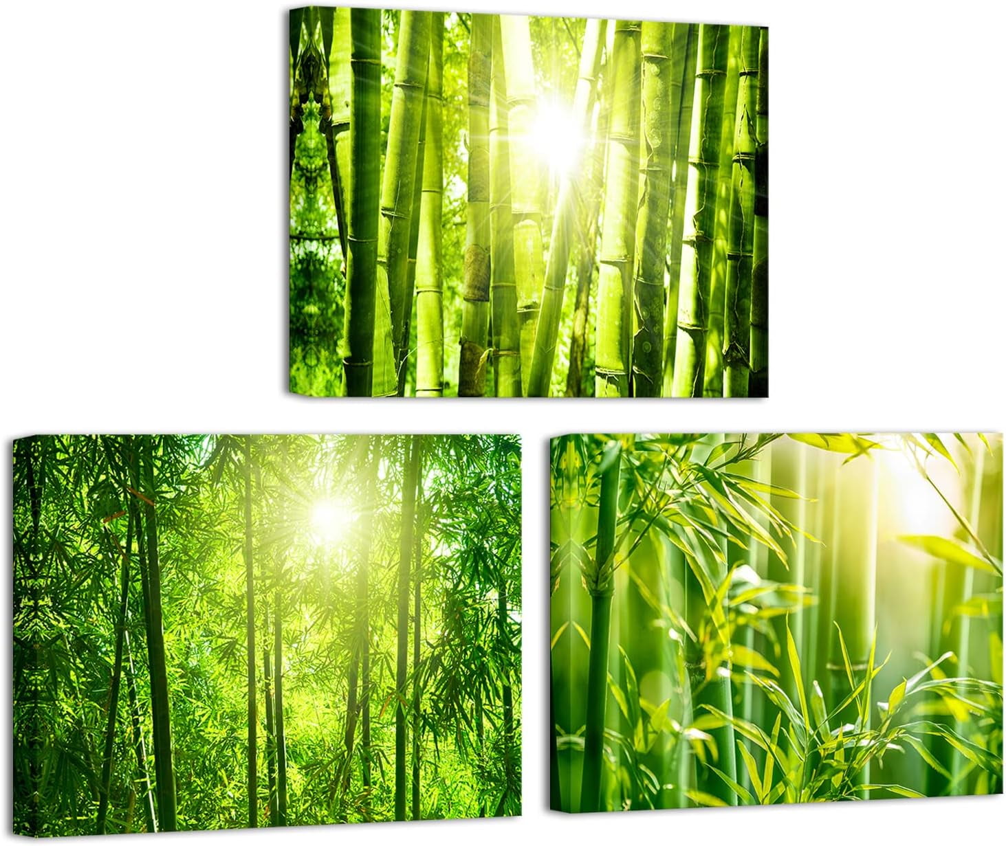Hieng Bamboo Wall Art Zen Pictures Sunrise Wall Decor Bathroom Living Room Bedroom Ready to Hang ...