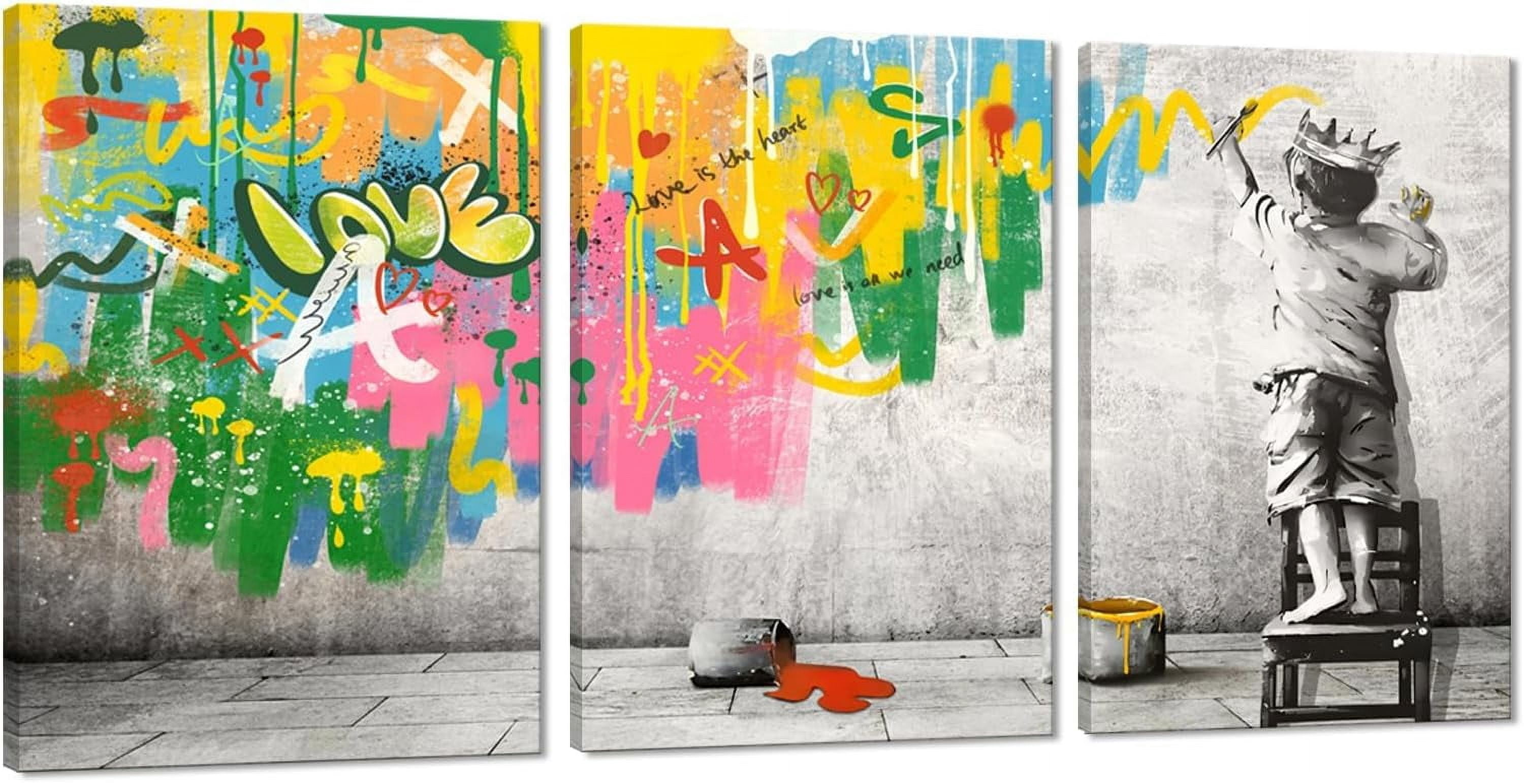 Hieng Banksy Wall Art Street Graffiti Picture Wall Decor Street Girl ...