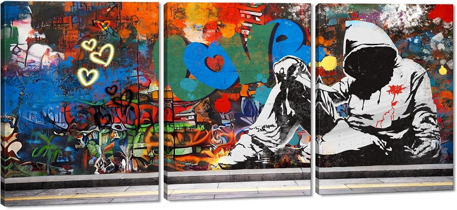 Hieng Banksy Wall Art Street Graffiti Picture Wall Decor Street Girl ...
