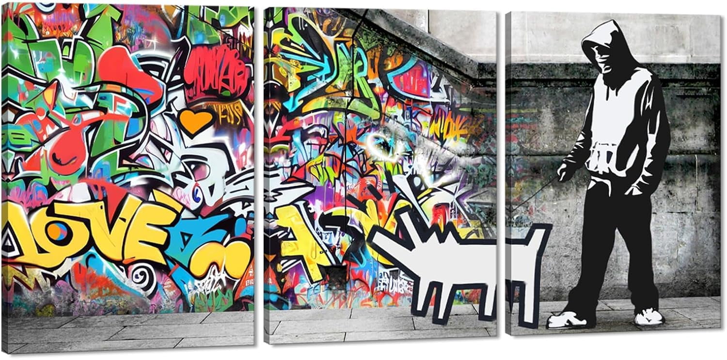 Hieng Banksy Wall Art Street Graffiti Picture Wall Decor Street Girl ...