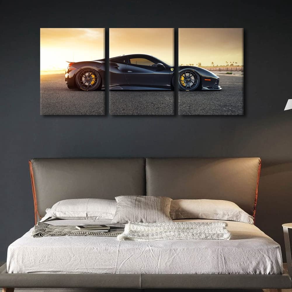 Hieng Black Supercar at Sunset Canvas Prints Hypercar Wall Art ...
