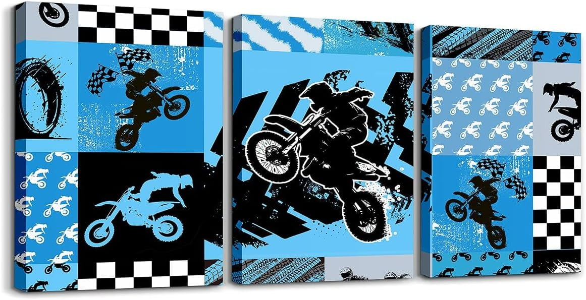 Hieng Blue Race car Canvas Wall Hieng for Living Room Bedroomx Speed ...