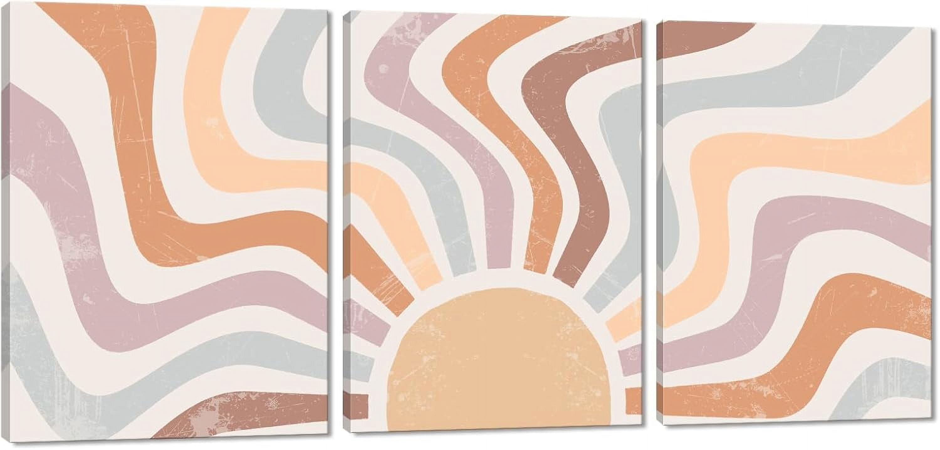 Hieng Boho Wall Art for Living Room Boho Wall Decor 3-Piece Set Sun ...