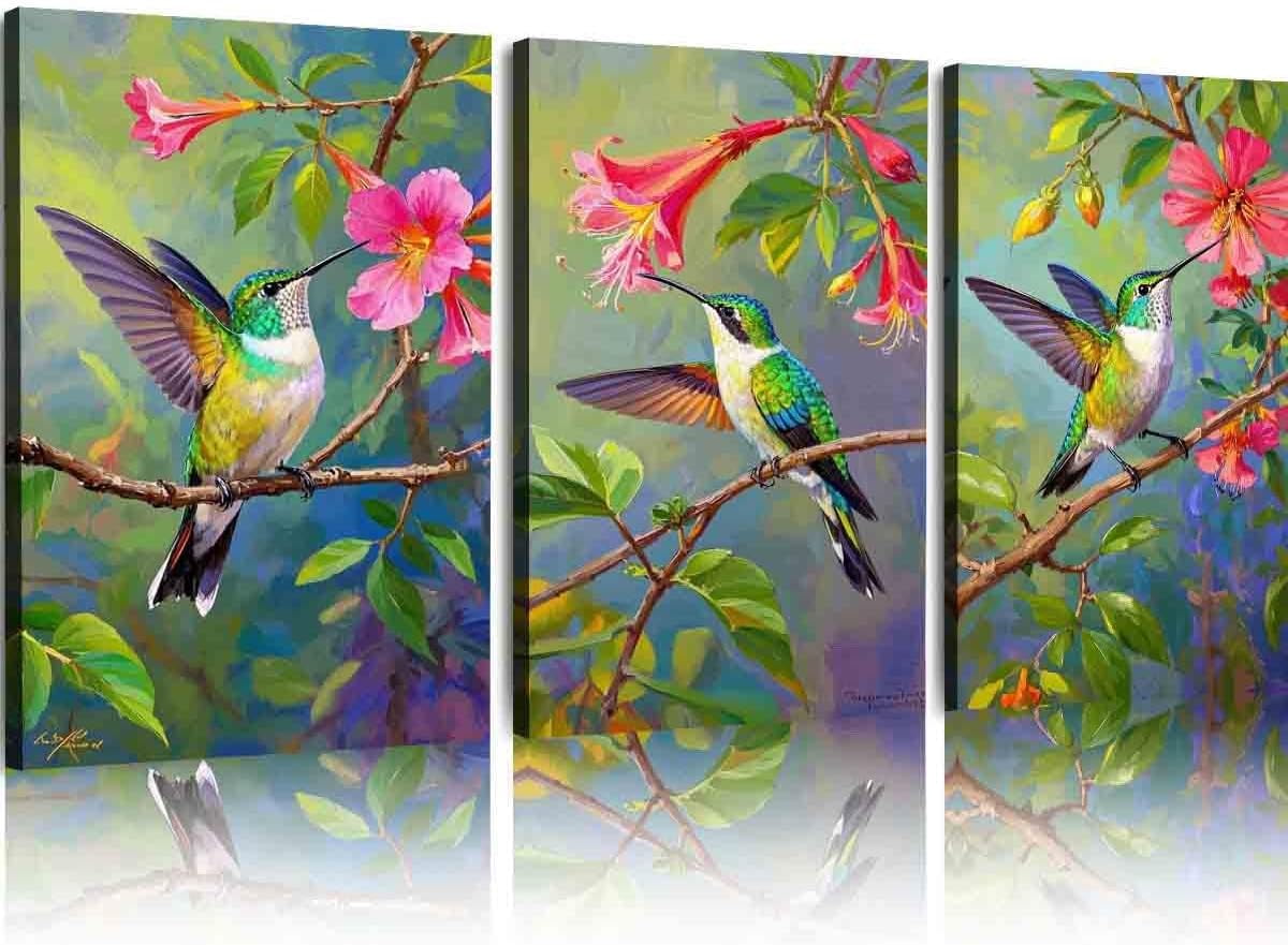 Hieng Canvas Oil Painting Hummingbird Oil Original Painting Birds ...