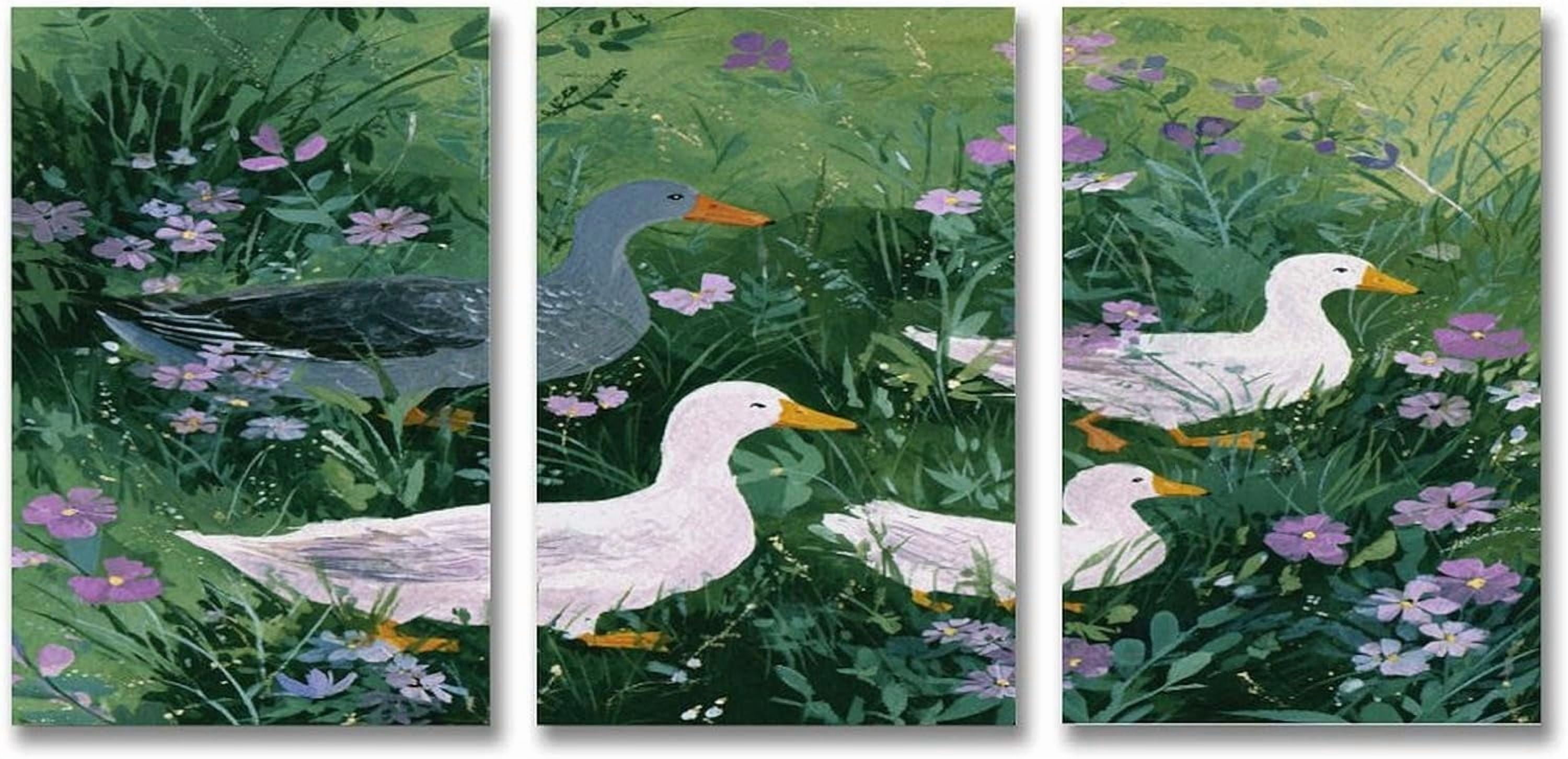 Hieng Canvas Print Posters Set of 3 Ducks And Wildflowers-4-style Wall ...