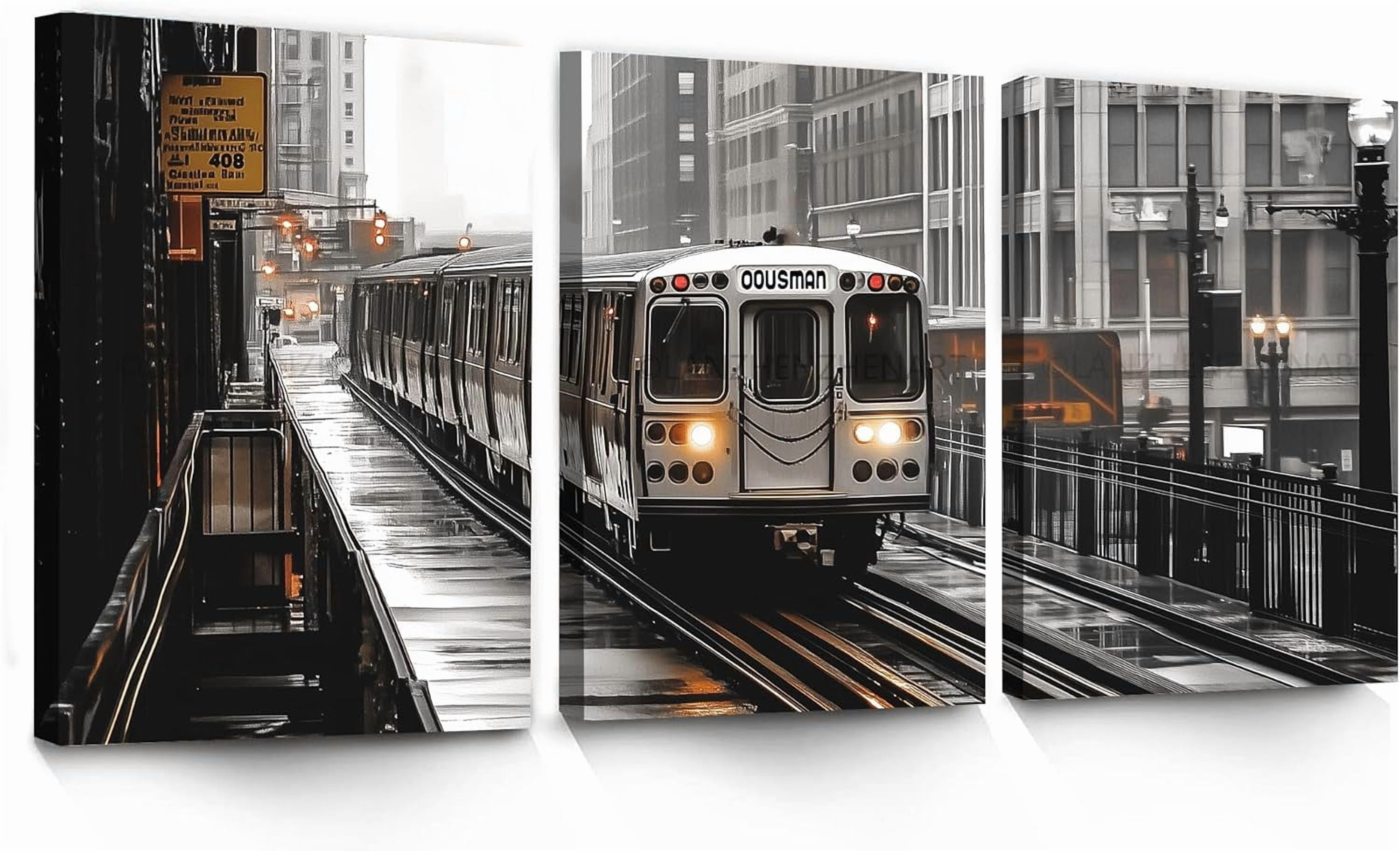 Hieng Chicago City Train Loop Wall Art Chicago City Picture Canvas ...