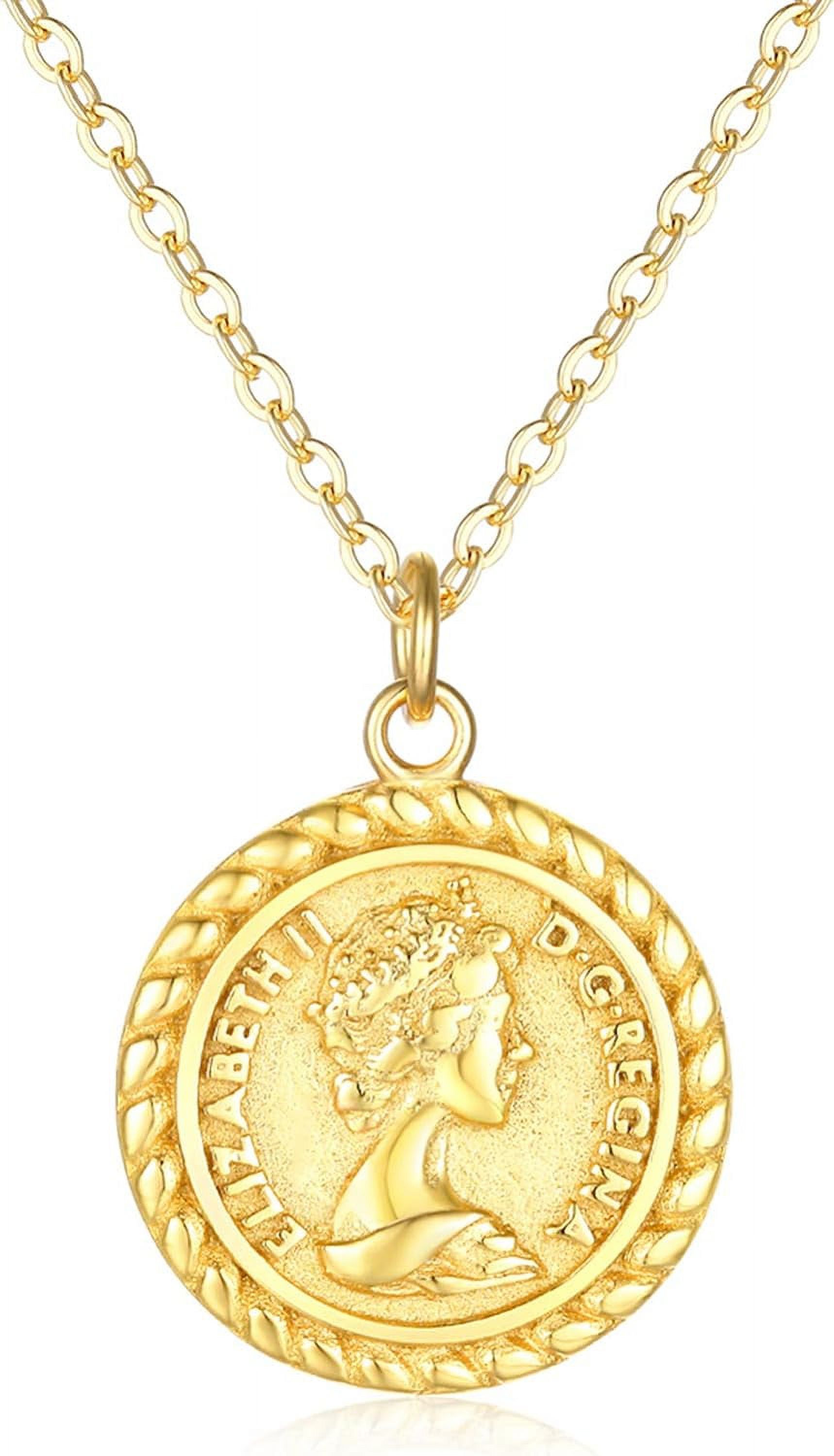 Hieng Coin Necklace 18k Gold Plated Vintage Textured Medallion Coin ...
