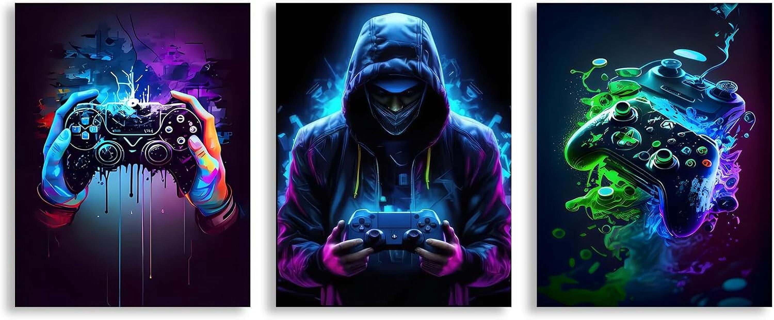 Hieng Cool Gaming Canvas Wall Hieng Retro Video Game Watercolor Picture ...