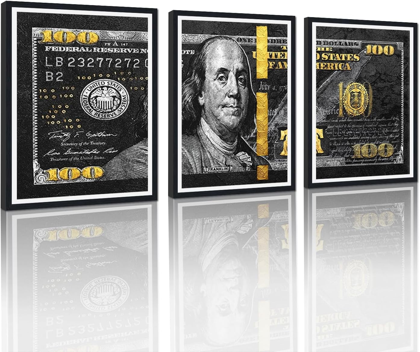 Hieng Dollar Money Canvas Wall Art Decor Vintage 100 Dollar Bill ...