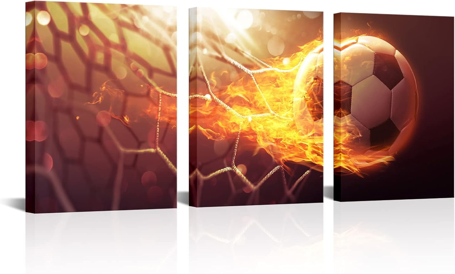Hieng Football Wall Hieng Soccer Ball Fire Goal Canvas Picture Sport ...