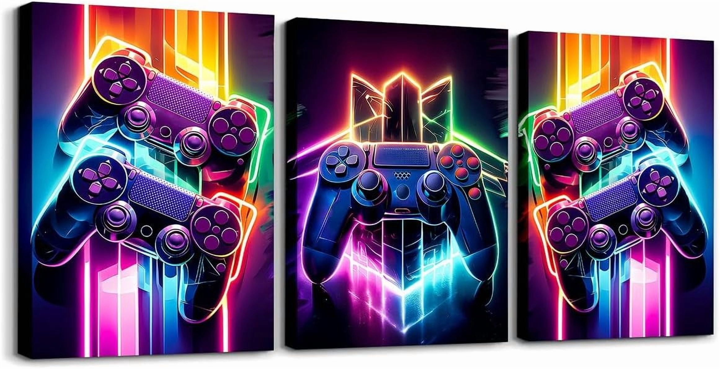 Hieng Gamer Canvas Wall Art for Living Room Game Controller Picture ...