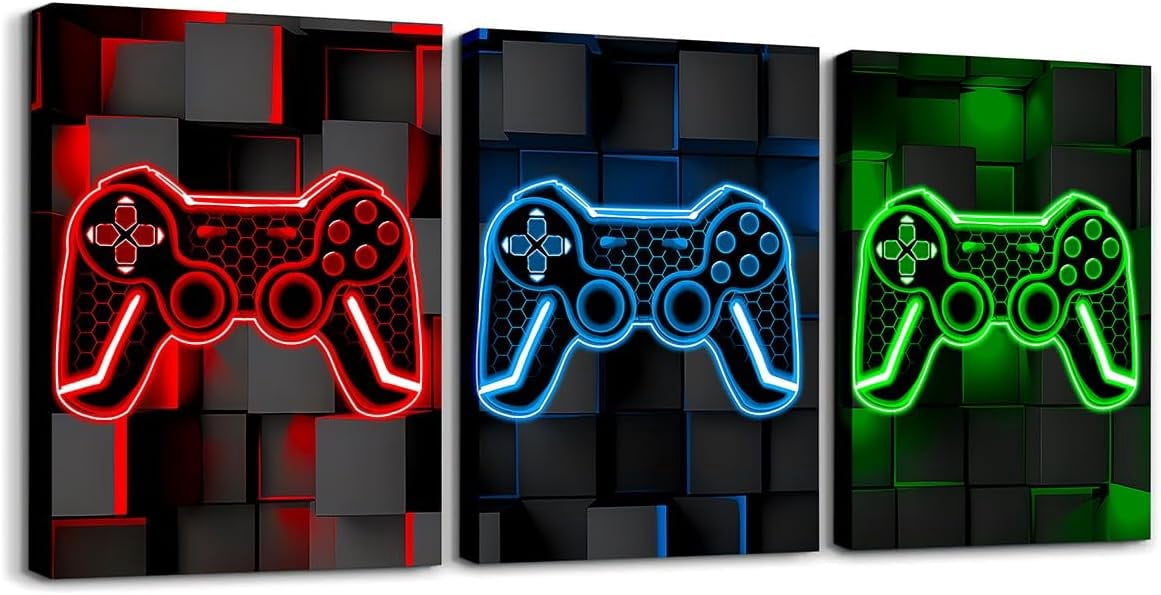 Hieng Gamer Canvas Wall Art for Living Room Red and Black Picture Wall ...