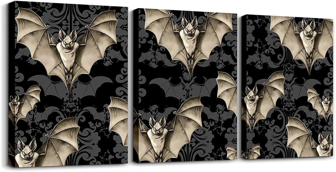 Hieng Gothic Bat Canvas Wall Hieng for Living Room Bedroomx Kids Damask ...