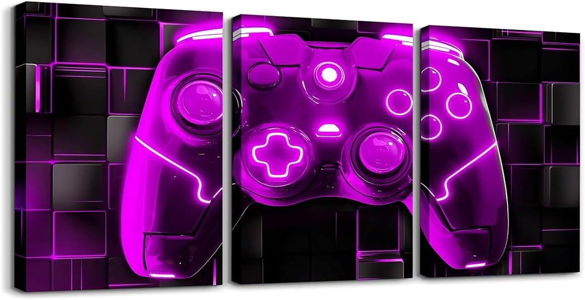 Hieng Green Gamer Canvas Wall Hieng Geometric Games Controller Wall ...