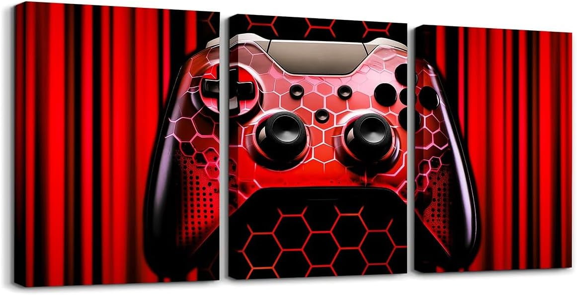 Hieng Green Gamer Canvas Wall Hieng Geometric Games Controller Wall ...