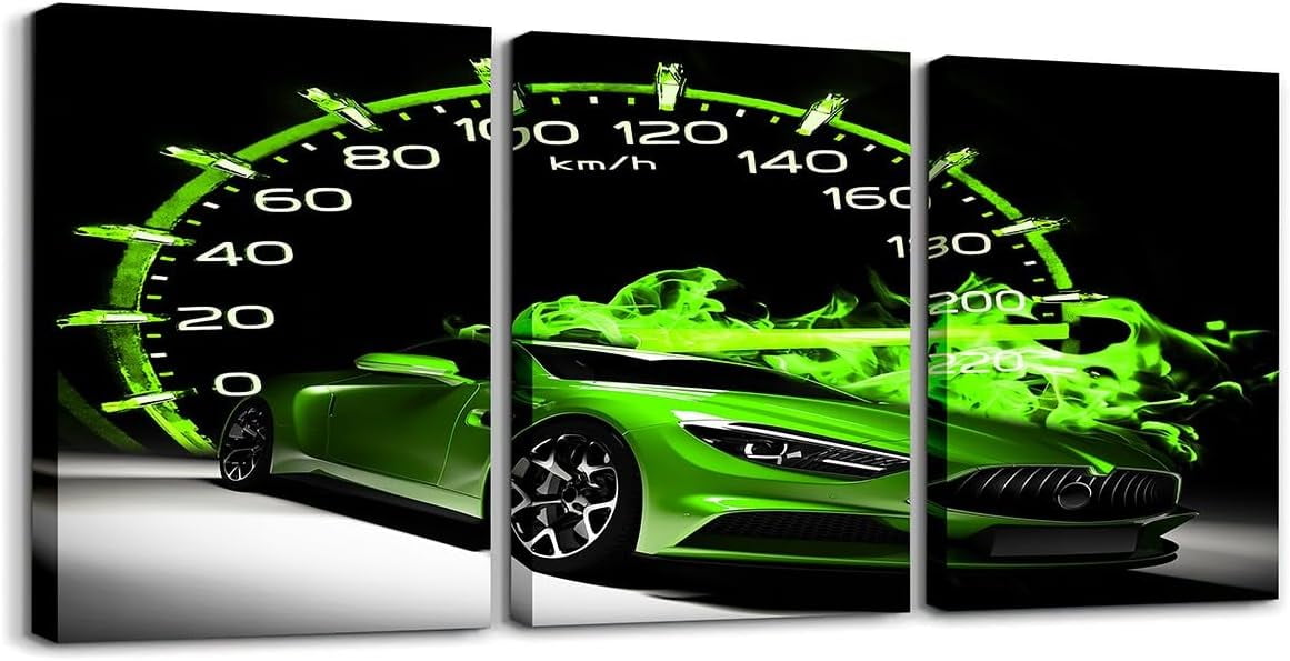 Hieng Green Race Sports Car Canvas Wall Hieng for Living Room Racing ...