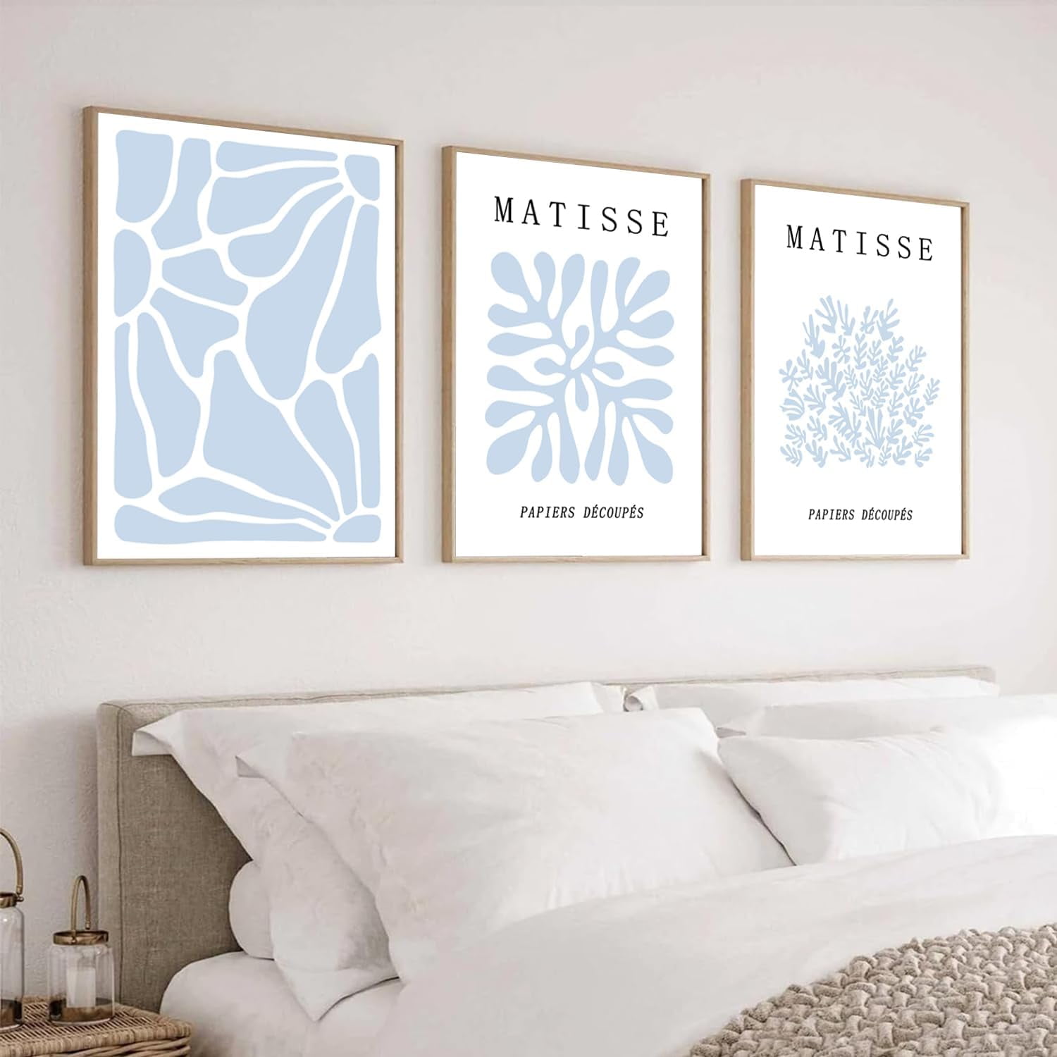Hieng Henri Matisse Blue Poster Set of 3 Abstract Navy Blue Flower Wall ...