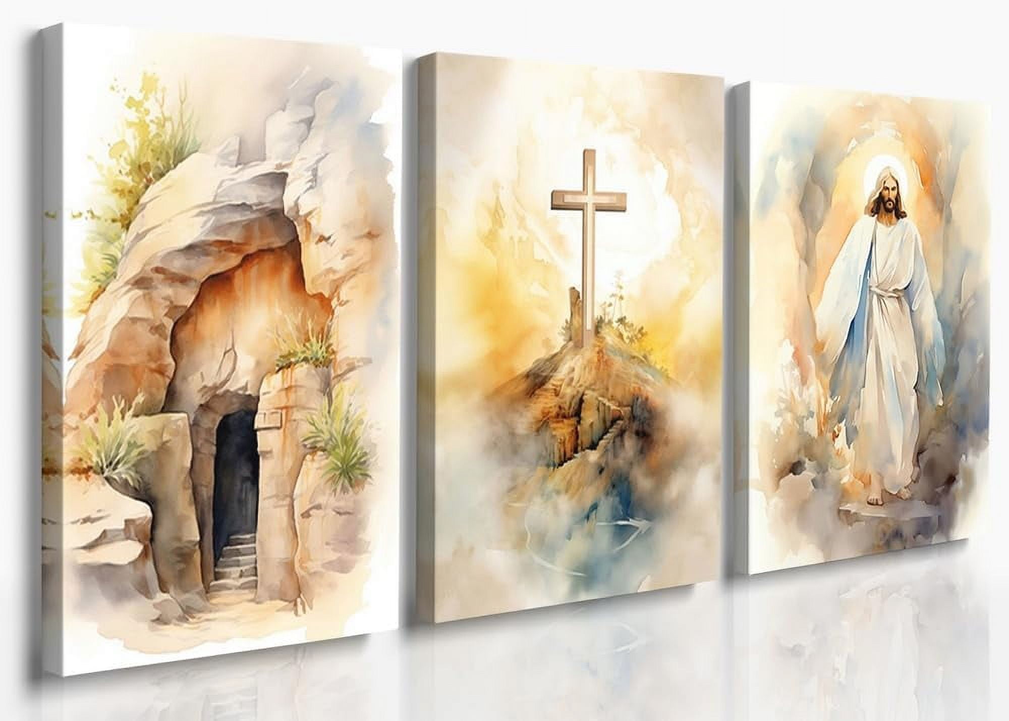 Hieng Jesus and Lamb Canvas Wall Art Jesus Running After Lost Lamb ...
