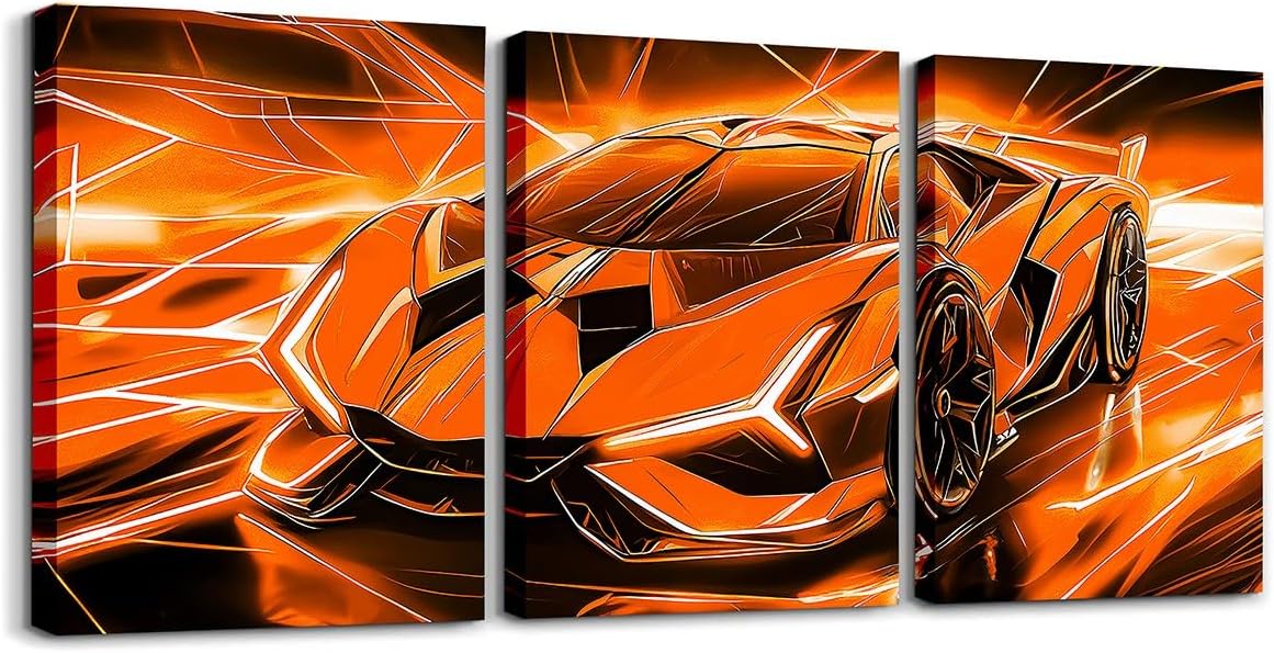 Hieng Kids Blue Race Car Picture Wall Decor Speed Sports Car Canvas ...