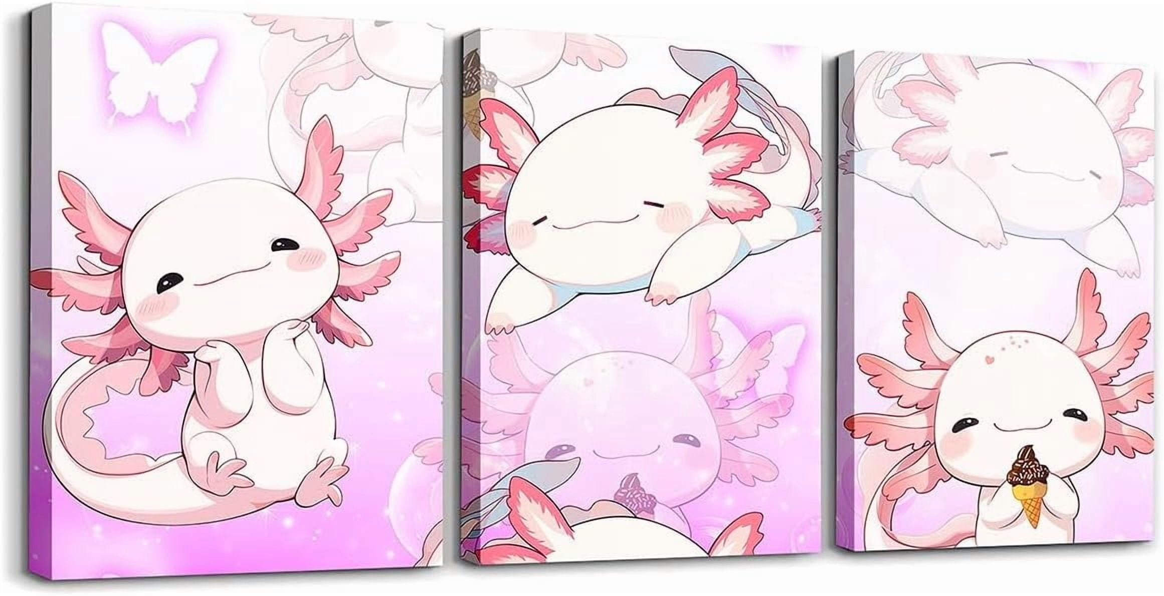 Hieng Kids Cute Axolotl Canvas Wall Art Canvas Ocean Theme Axolotl ...