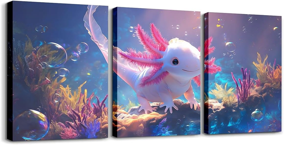Hieng Kids Cute Axolotl Canvas Wall Hieng for Living Room Bedroom ...