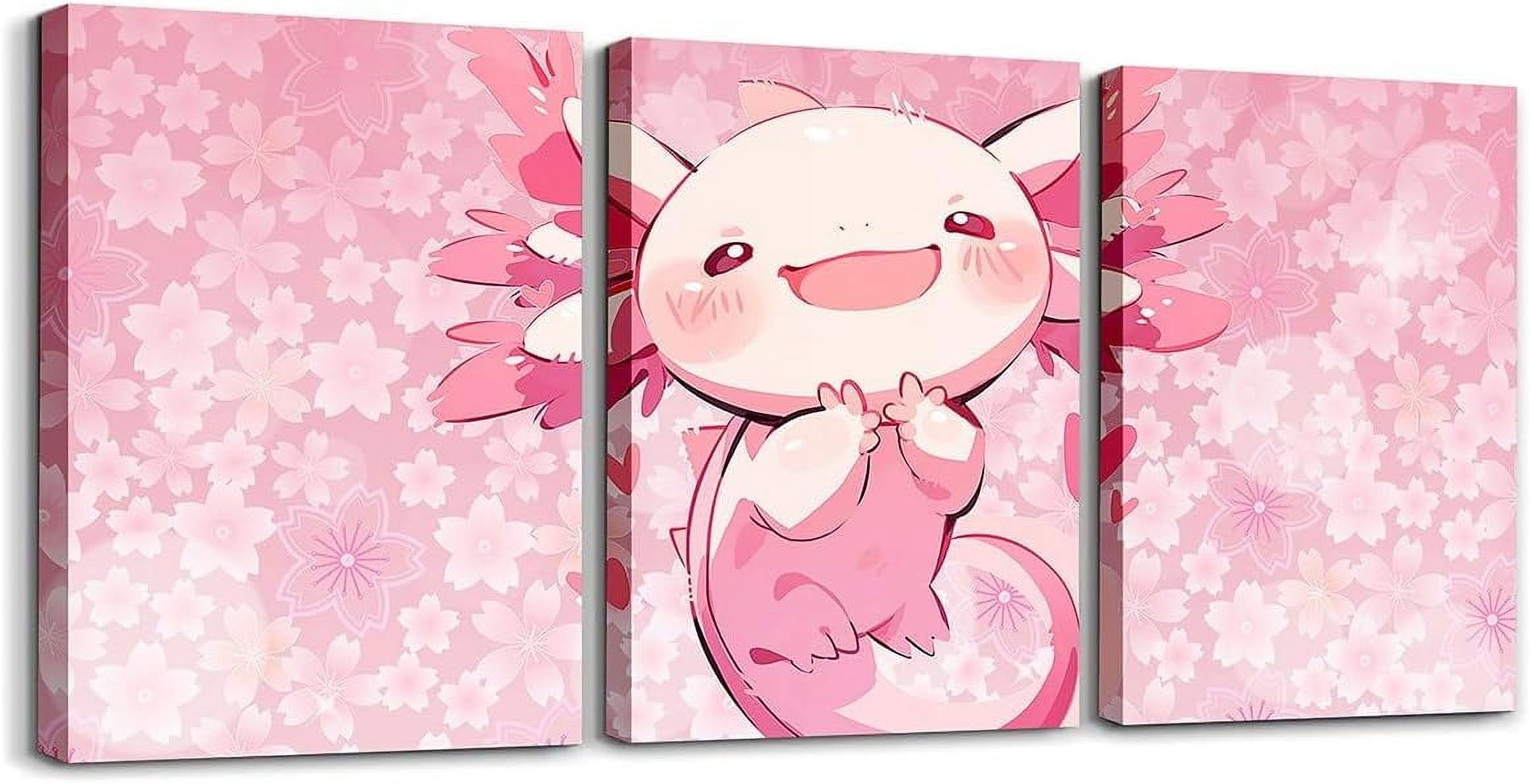 Hieng Kids Cute Axolotl Picture Wall Decor Purple Mermaid Scale Canvas ...