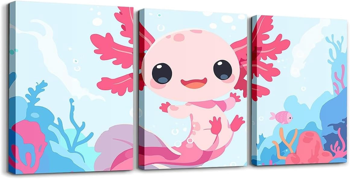 Hieng Kids Cute Axolotl Wall Painting Posters and Prints Ocean Sealife ...