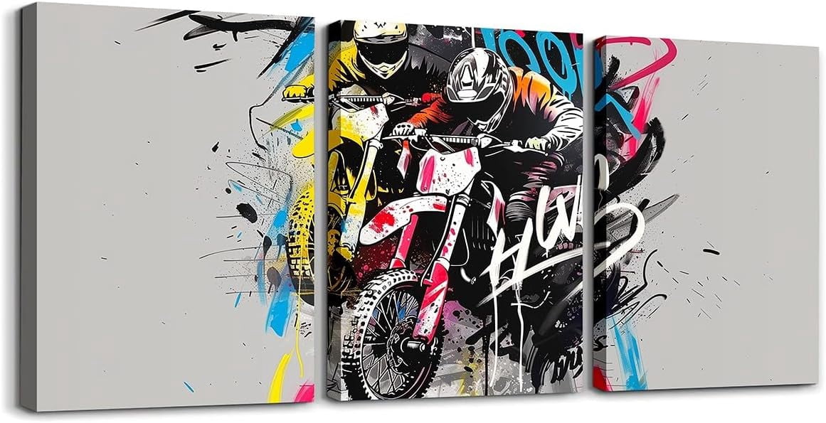Hieng Kids Graffiti Dirt Bike Wall Paintings Motorcycle Canvas Wall ...