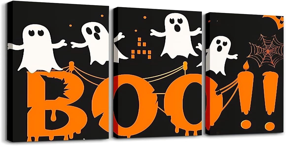 Hieng Kids Halloween Decor Kids Canvas Wall Art for Living Room Bedroom ...