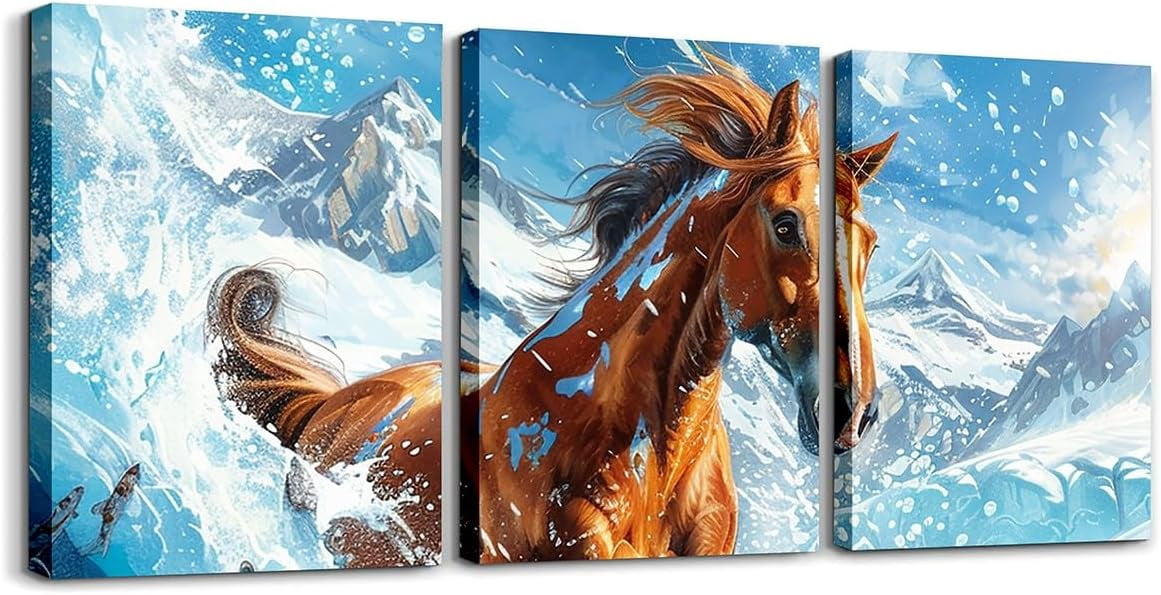 Hieng Kids Horse Picture Wall Decor Galloping Horse Canvas Wall Hieng ...