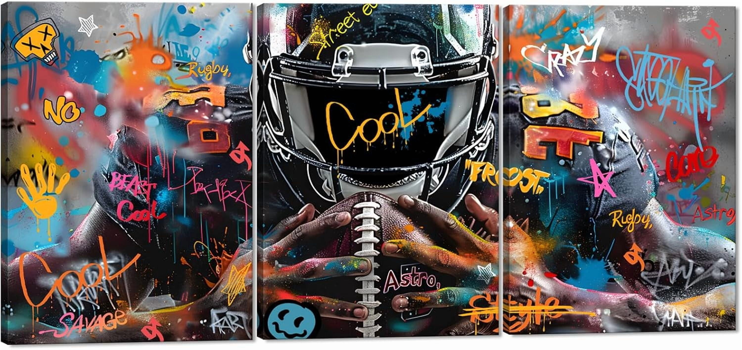 Hieng Large Graffiti Wall Decor 3 Panels Banksy Wall Hieng for Living ...