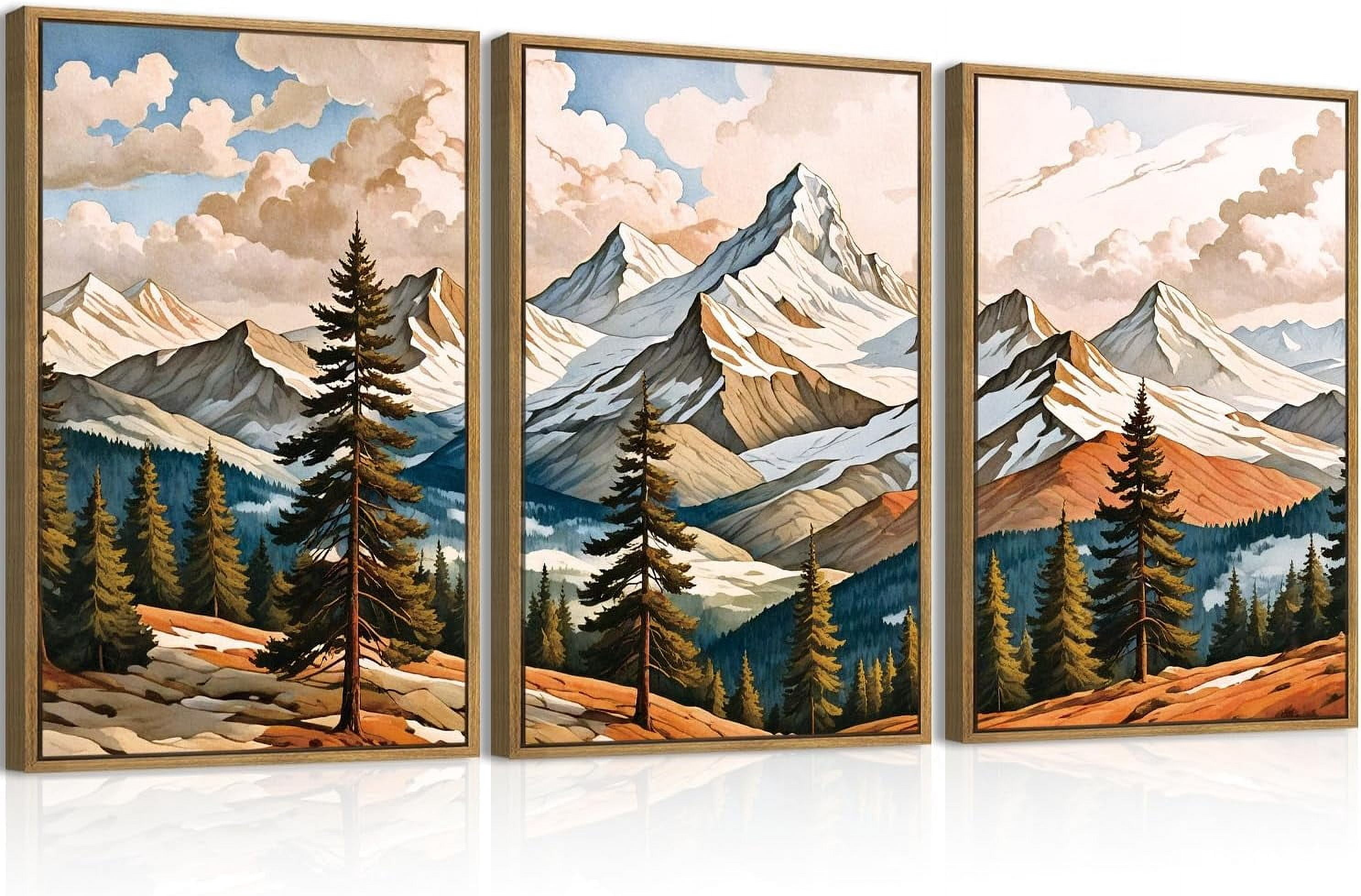 Hieng Large landscape Framed Canvas Wall Art 16x24 Inch Set of 3 ...