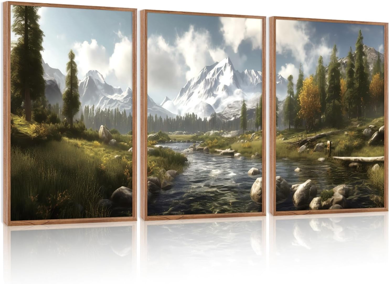 Hieng Large landscape Framed Canvas Wall Art 16x24 Inch Set of 3 ...