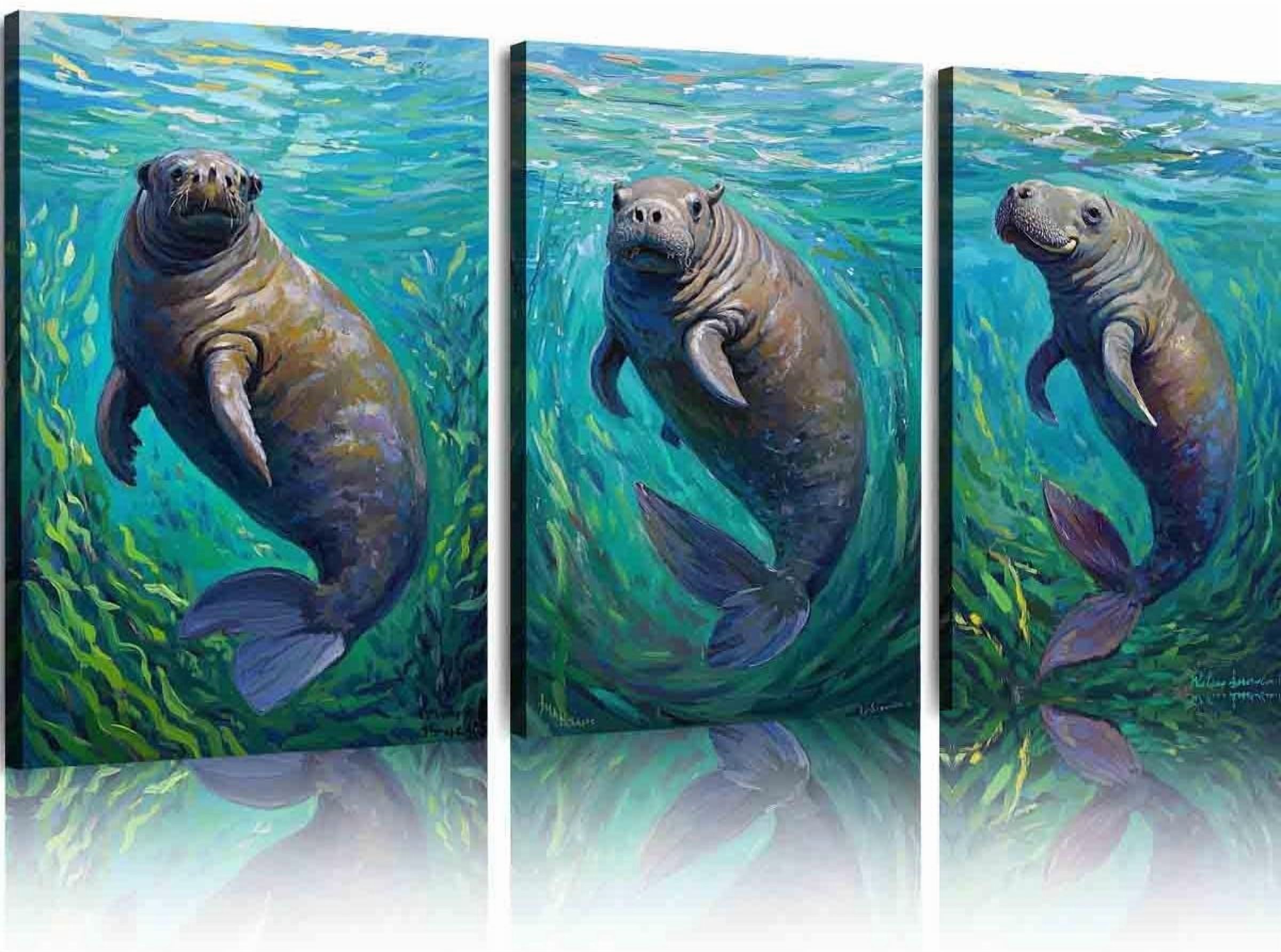 Hieng Modern Classic Art Canvas Print Manatee Canvas Large Oil Painting ...
