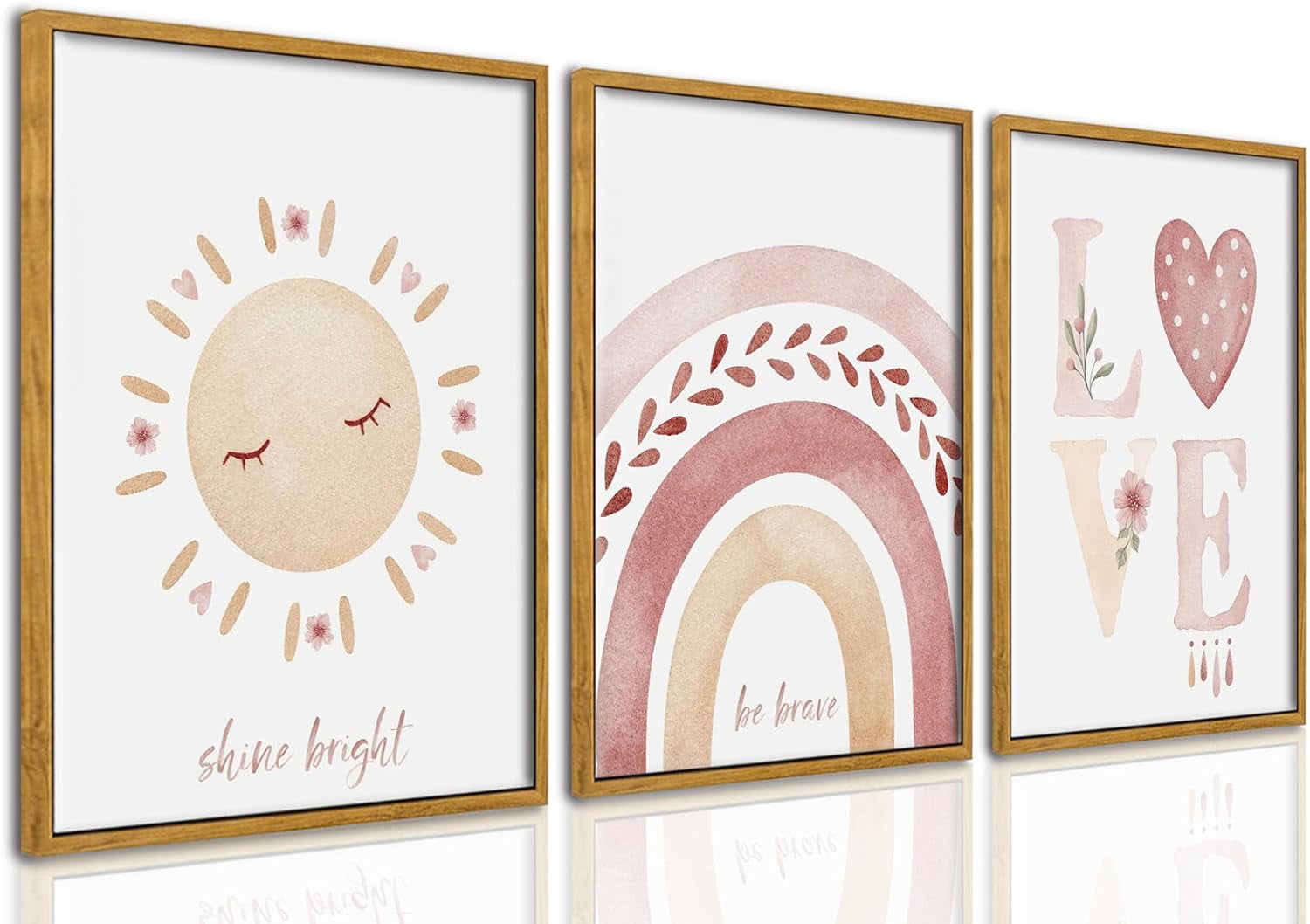 Hieng Nursery Canvas Wall Art Boho Cute Kids Room Pictures Wall Decor ...