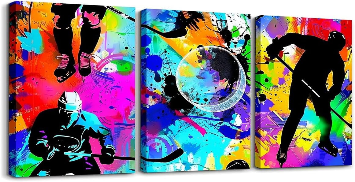 Hieng Pink Abstract 3Pieces Wall Art Indoor Geometric Canvas Painting ...