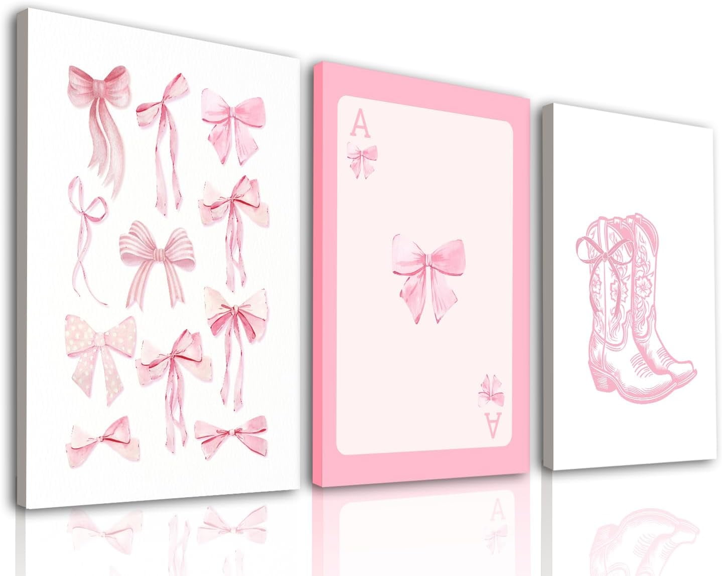 Hieng Pink Bows Wall Art Set of 3, Trendy Coquette Room Decor Aesthetic ...