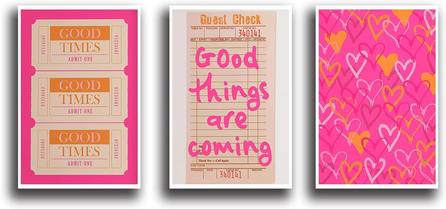 Hieng Pink Orange Preppy Wall Art Inspirational Quotes College ...