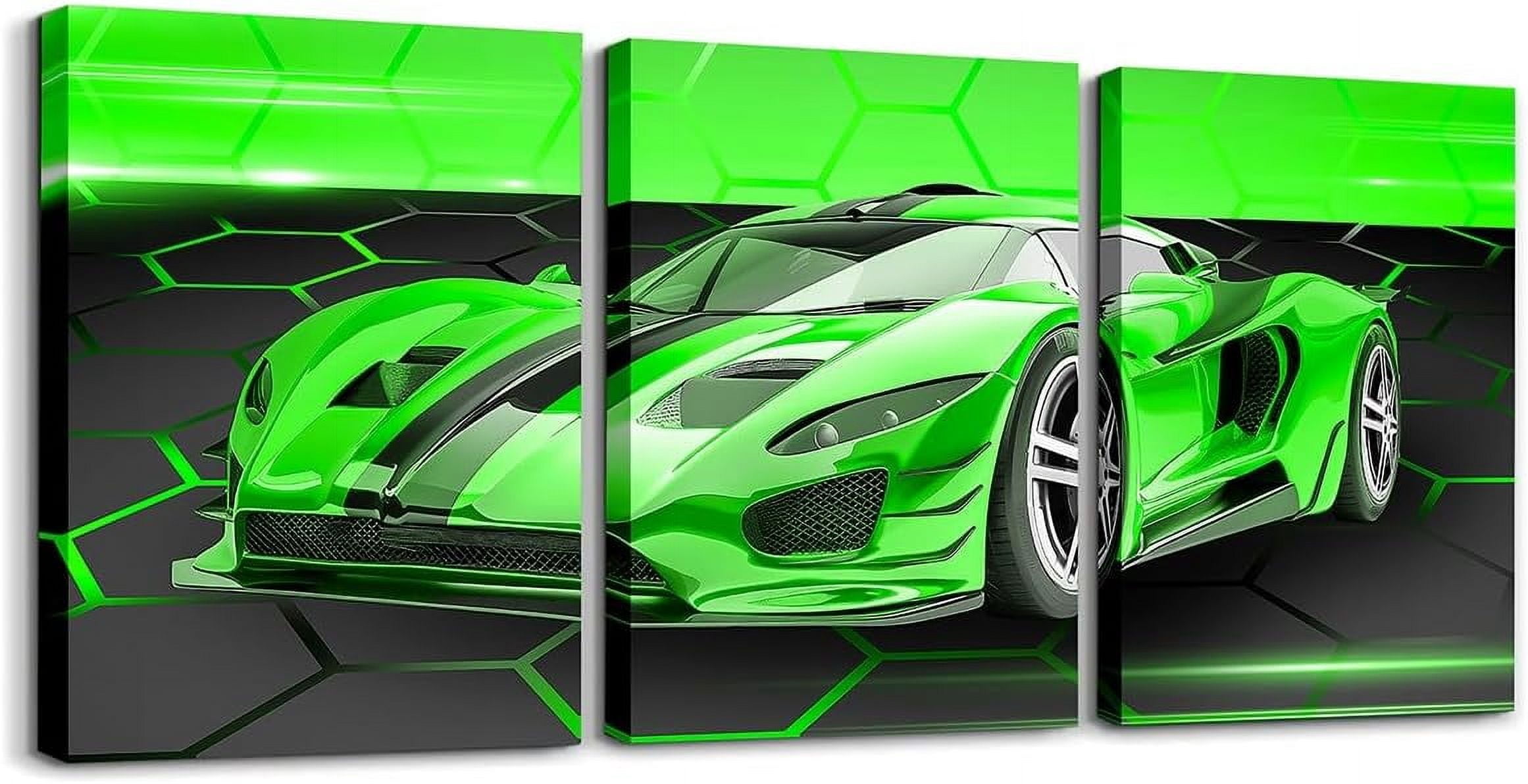 Hieng Red Race Car Picture Wall Decor 12"x16" 3 Piece Speed Sports Car ...
