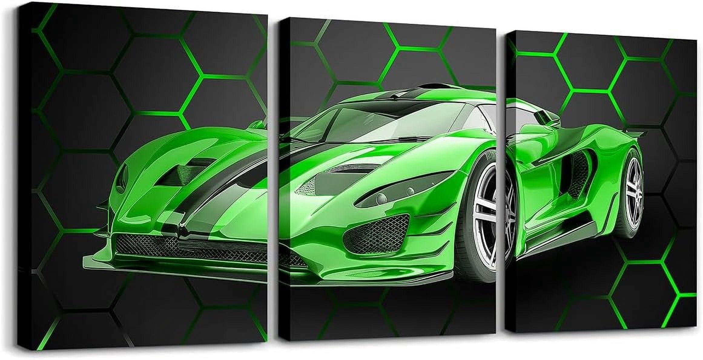 Hieng Red Race Car Picture Wall Decor 12"x16" 3 Piece Speed Sports Car ...