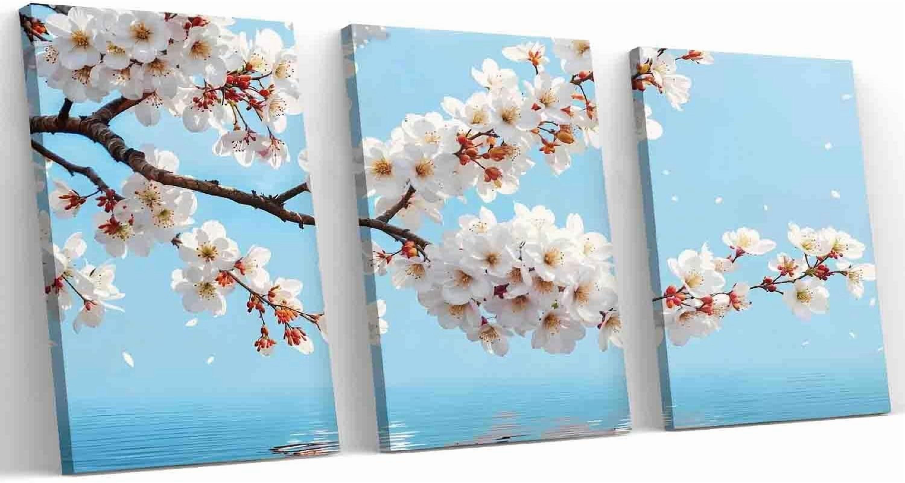 Hieng SakurassFloral Triptych Canvas Art for Home and Office Spring ...