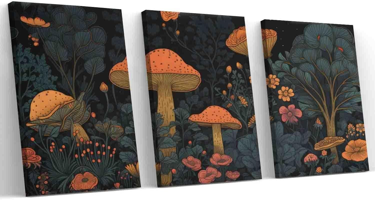 Hieng Three-Piece Floral Cottagecore Canvas Art Set for Home Office ...
