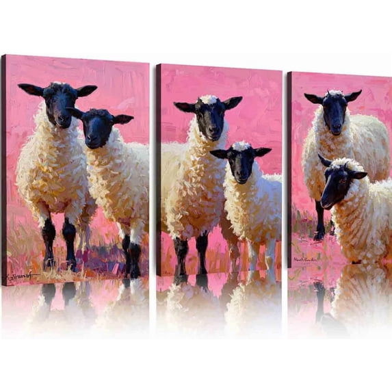 Hieng Unframed Abstract Canvas Oil Painting Print Sheep Lamb Original ...