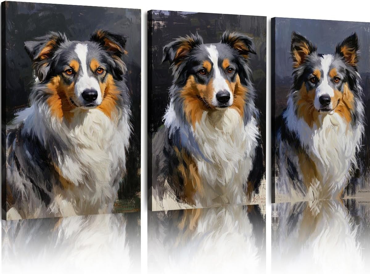 Hieng Unframed Modern Classic Art Print Border Collie Portrait Painting ...