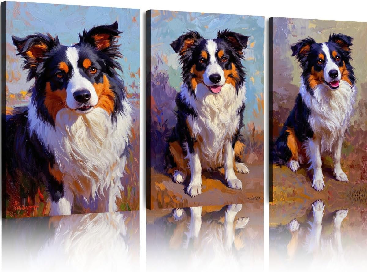 Hieng Unframed Modern Classic Art Print Border Collie Portrait Painting ...