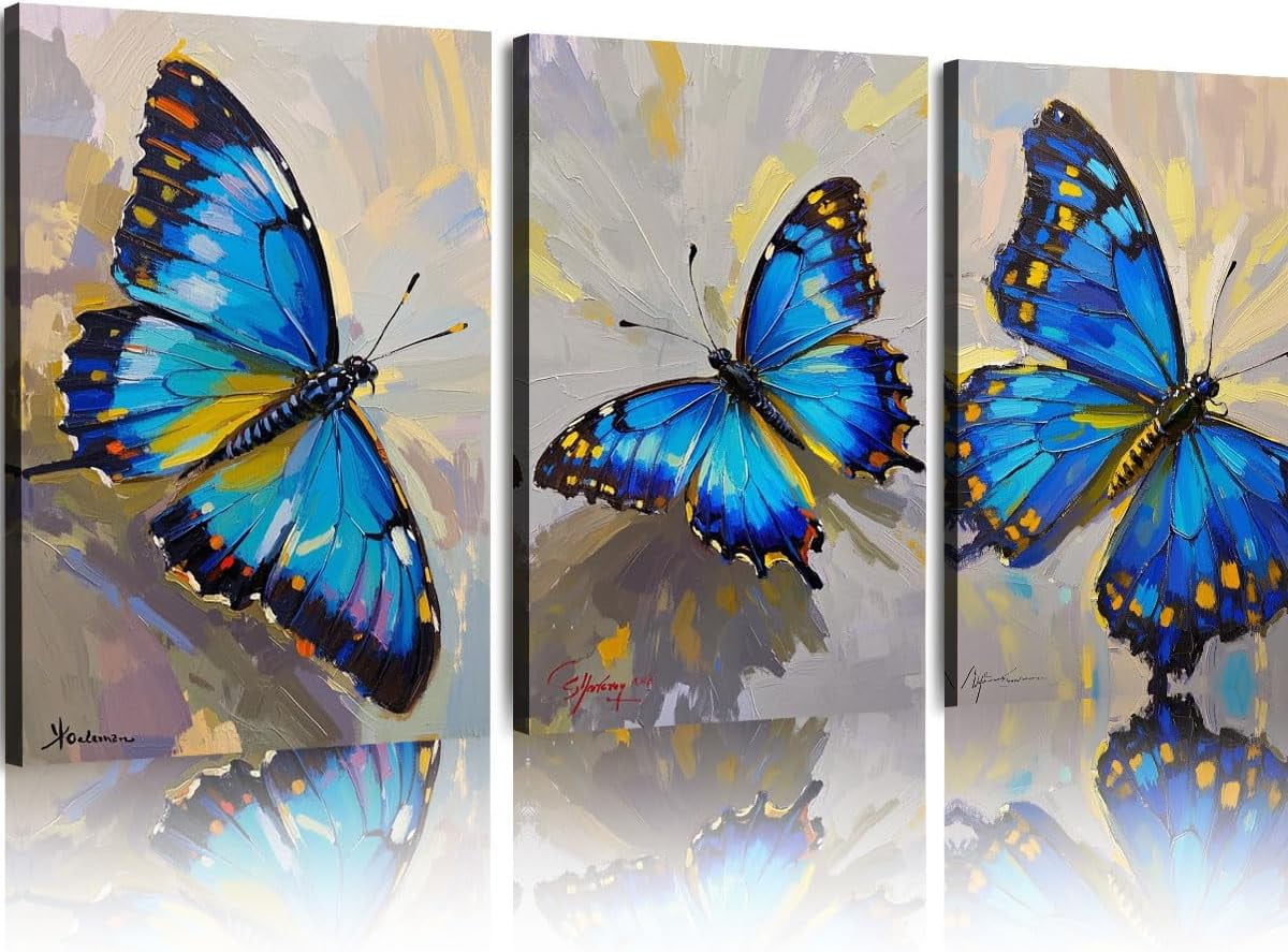 Hieng Unframed Wall Art Canvas Butterfly Insect Original Art Animal Oil ...